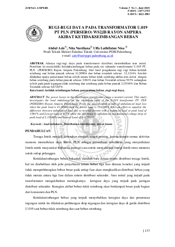 (PDF) Rugi-rugi Daya pada Transformator U.019 PT. PLN 9persero) WS@JB ...