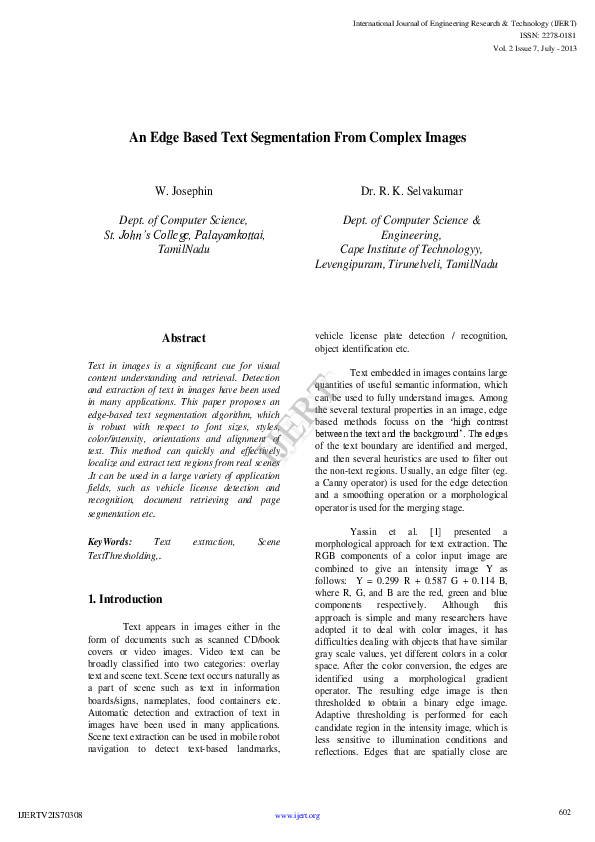 (PDF) IJERT-An Edge Based Text Segmentation From Complex Images