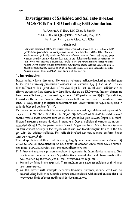(PDF) Investigations of Salicided and Salicide-Blocked MOSFETs for ESD ...