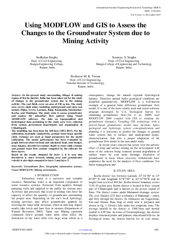 (PDF) Using MODFLOW and GIS to Assess the Changes to the Groundwater ...