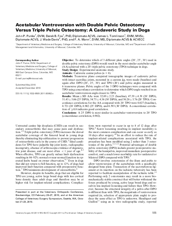 (PDF) Acetabular Ventroversion with Double Pelvic Osteotomy Versus ...