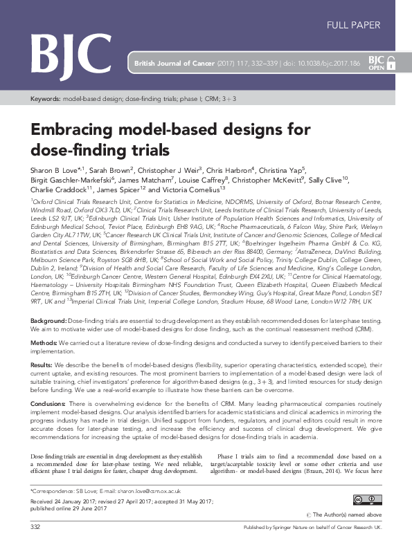 (PDF) Embracing model-based designs for dose-finding trials