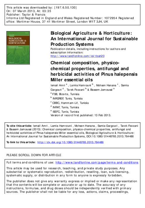 (PDF) Chemical composition, physico-chemical properties, antifungal and ...