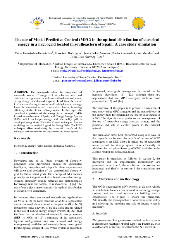 Pdf The Use Of Model Predictive Control Mpc In The Optimal