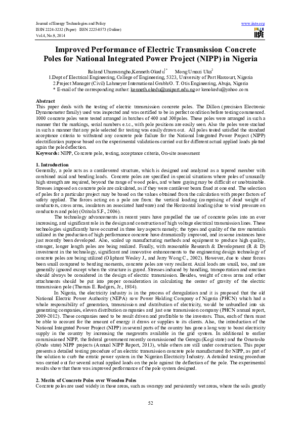 (PDF) Improved Performance of Electric Transmission Concrete Poles for ...