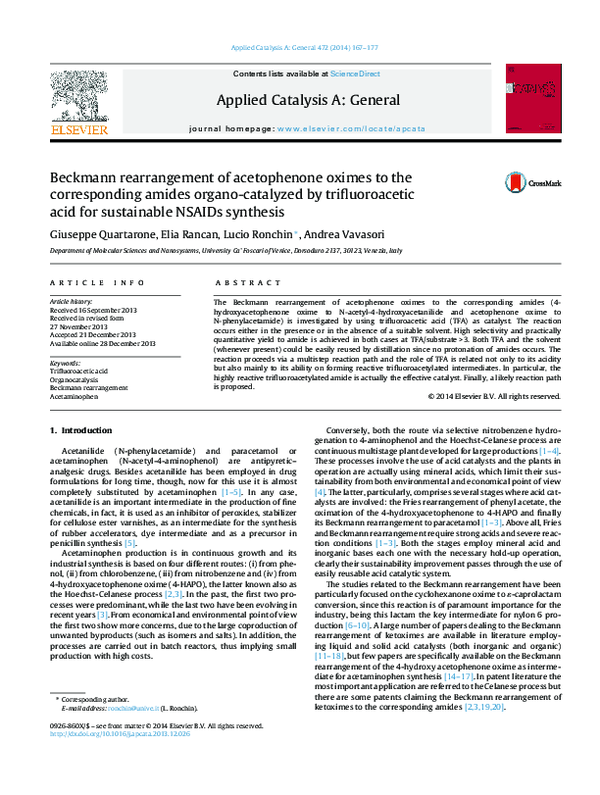 (PDF) Beckmann rearrangement of acetophenone oximes to the ...