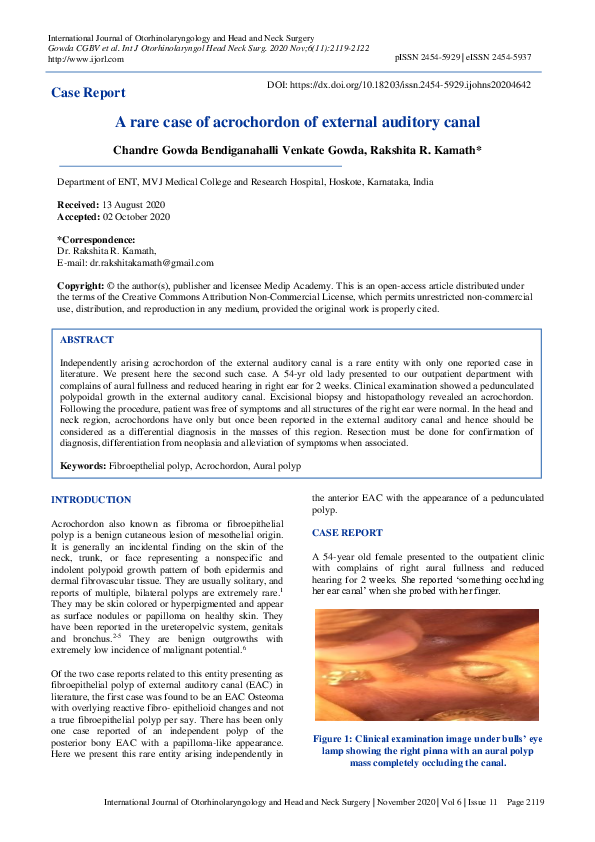 (PDF) A rare case of acrochordon of external auditory canal | rakshita ...