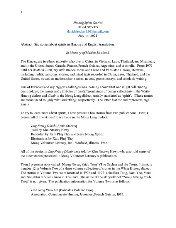 (PDF) Hmong Spirit Stories