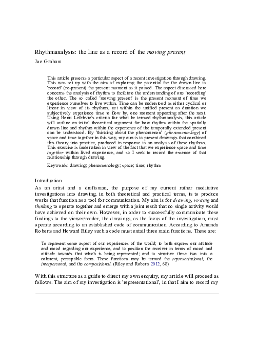(PDF) Rhythmanalysis: the line as a record of the moving present