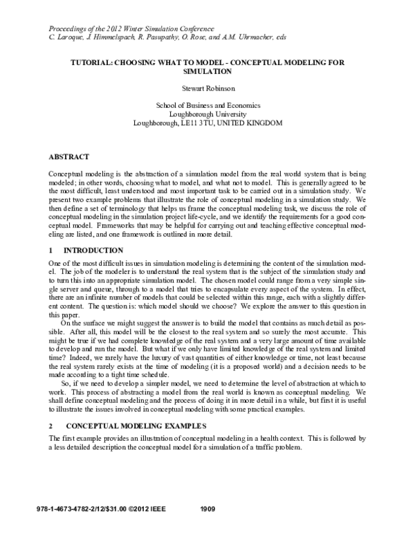 (PDF) Choosing what to model-conceptual modeling for simulation