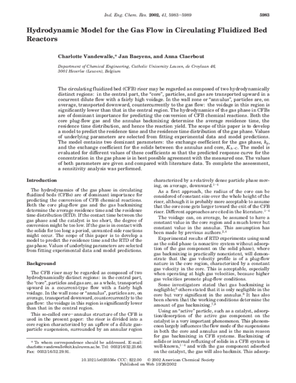 (PDF) Hydrodynamic Model for the Gas Flow in Circulating Fluidized Bed Reactors