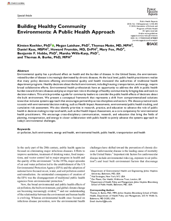 (PDF) Building Healthy Community Environments: A Public Health Approach
