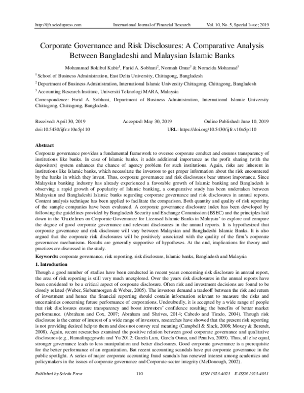 (PDF) Corporate Governance and Risk Disclosures: A Comparative Analysis Between Bangladeshi and ...