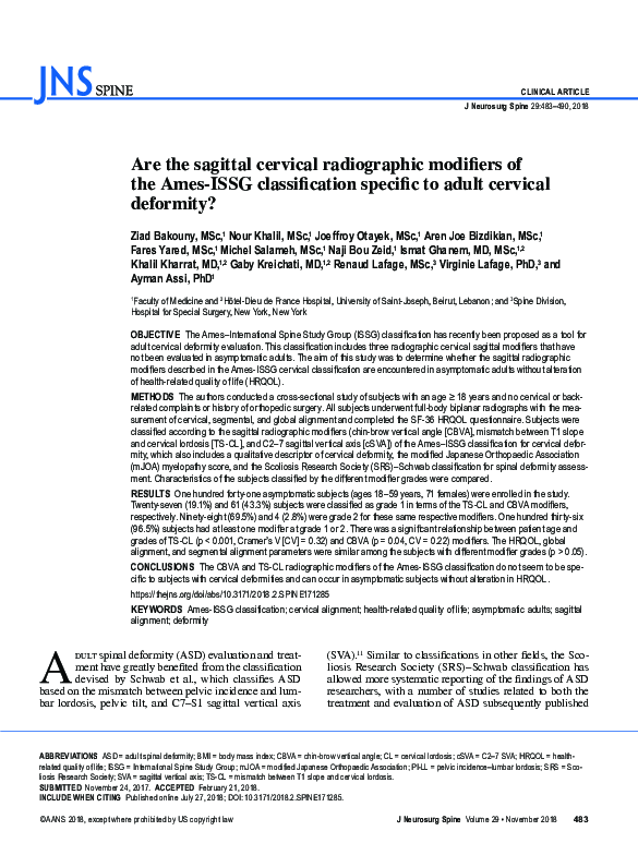 (PDF) Are the sagittal cervical radiographic modifiers of the Ames-ISSG ...