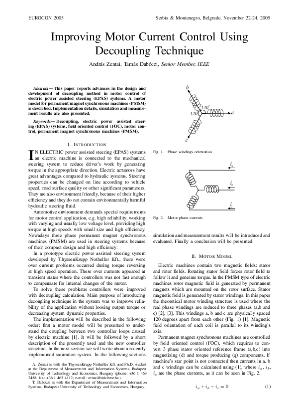 (PDF) Improving Motor Current Control Using Decoupling Technique