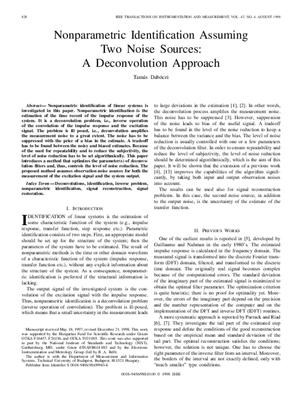 Pdf Nonparametric Identification Assuming Two Noise Sources A