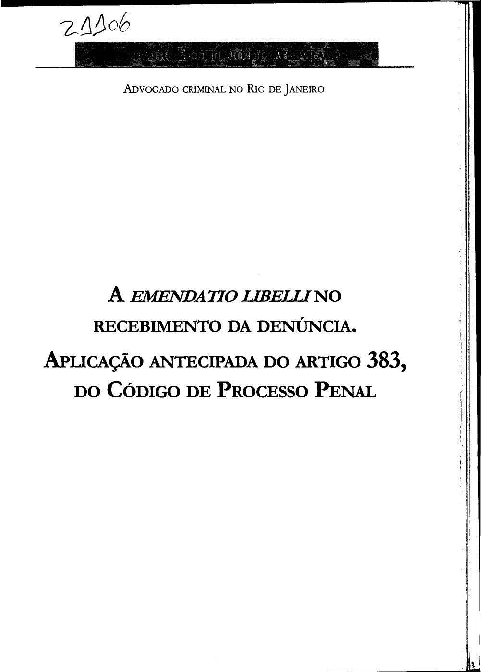 (PDF) A emendatio libelli no recebimento da denúncia : aplicação ...