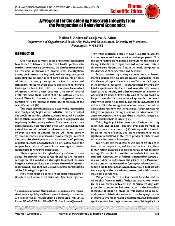 (PDF) A proposal for considering research integrity from the ...