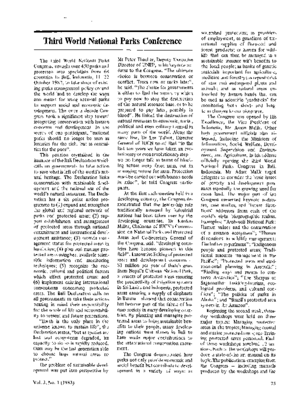 (PDF) Third world National Parks Conference