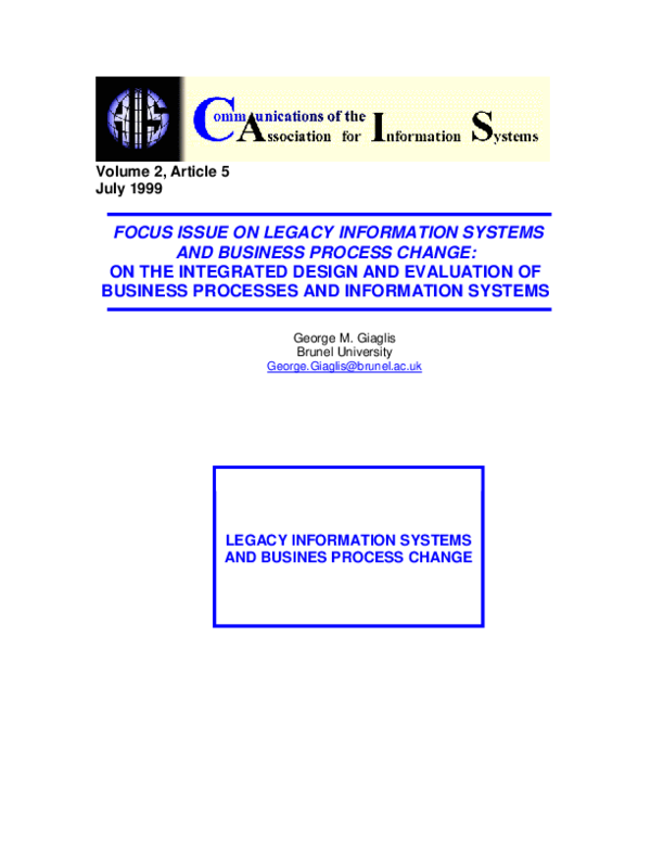 (PDF) Focus Issue on Legacy Information Systems and Business Process ...