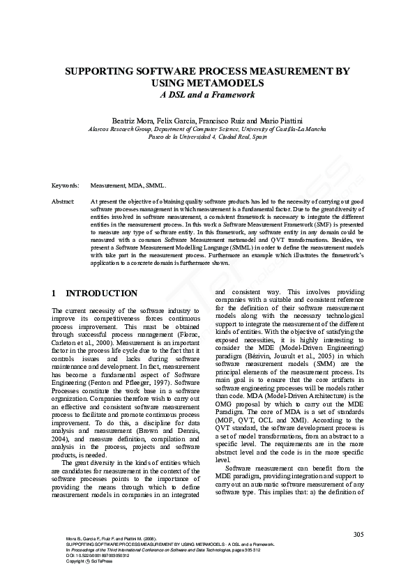 (PDF) SUPPORTING SOFTWARE PROCESS MEASUREMENT BY USING METAMODELS - A ...