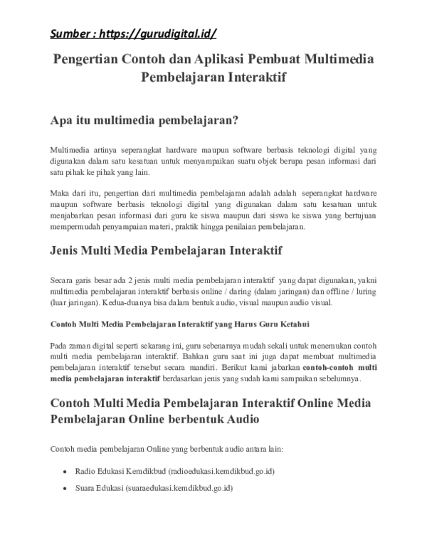(DOC) Pengertian Contoh dan Aplikasi Pembuat Multimedia Pembelajaran Interaktif