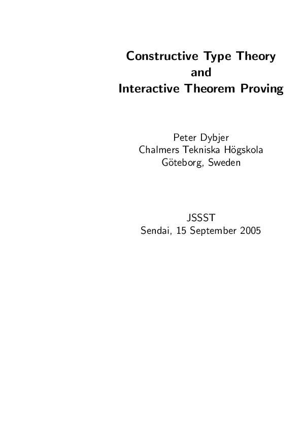 (PDF) Constructive Type Theory and Interactive Theorem Proving