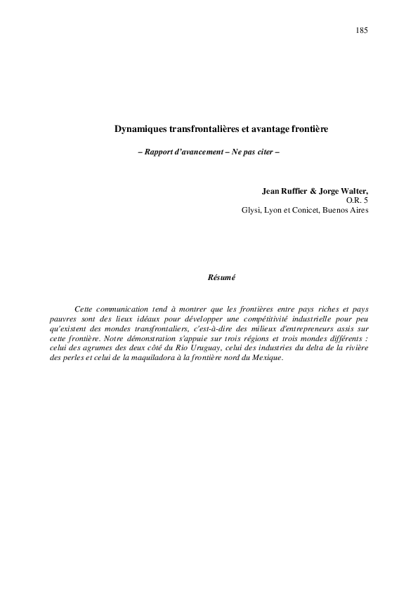 (PDF) Rapport d'avancement - Ne pas citer | Jean Ruffier - Academia.edu