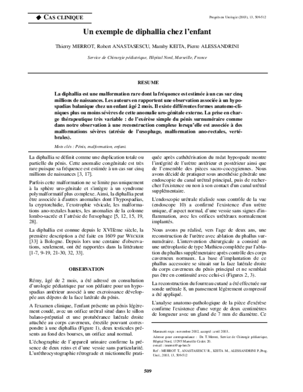 (PDF) Un exemple de diphallia chez l'enfant
