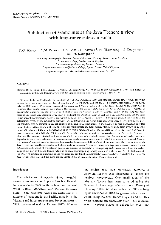 (PDF) Subduction of seamounts at the Java Trench: a view with long ...