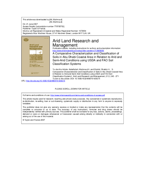 (PDF) A Comparative Characterization and Classification of Soils in Abu ...