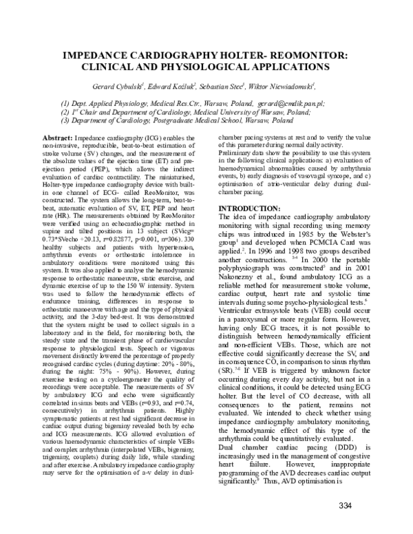 (PDF) Impedance Cardiography Holter-Reomonitor: Clinical and ...