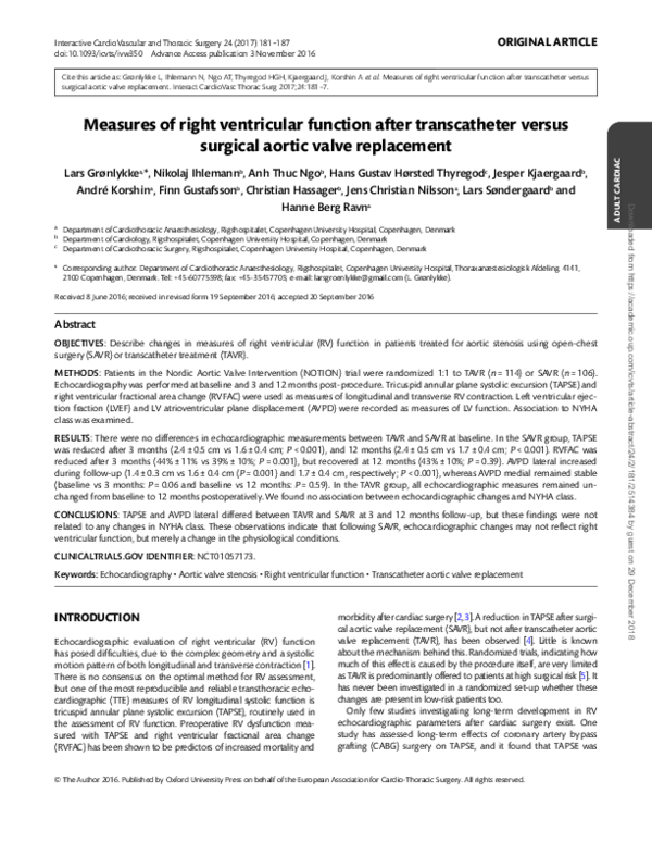 (PDF) Measures of right ventricular function after transcatheter versus surgical aortic valve ...