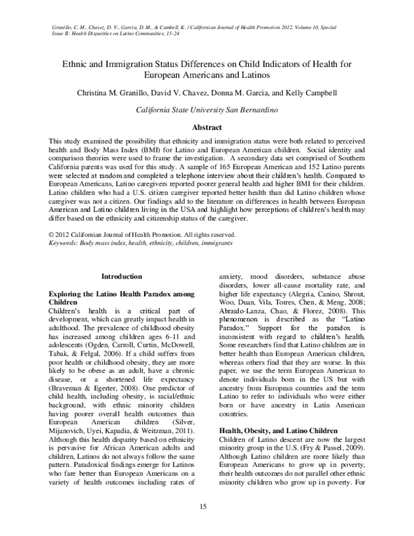(PDF) Ethnic and Immigration Status Differences on Child Indicators of ...