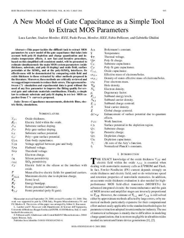 (PDF) A new model of gate capacitance as a simple tool to extract MOS ...