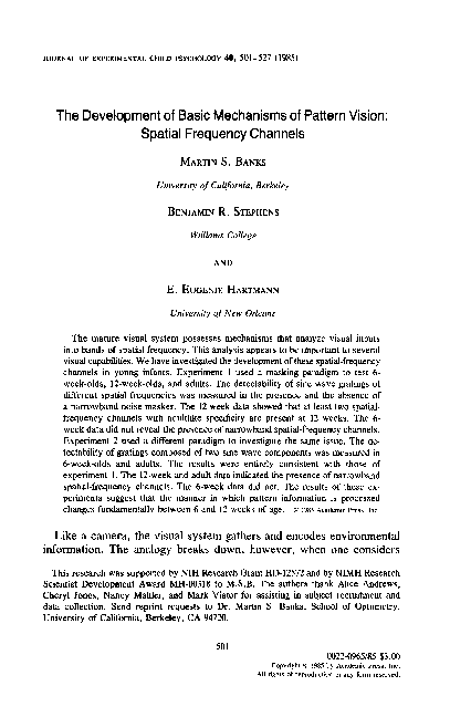 (PDF) The development of basic mechanisms of pattern vision: spatial ...