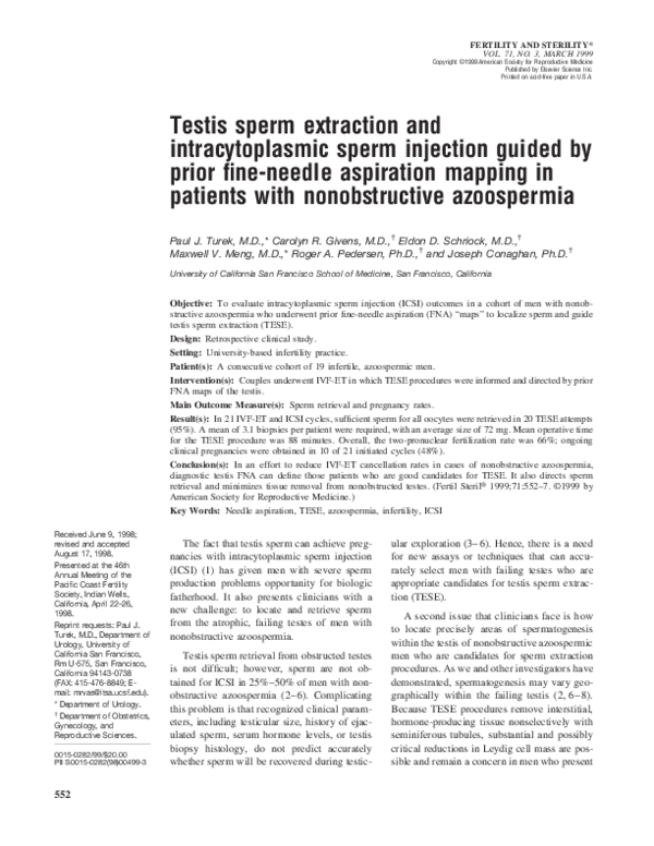 (PDF) Testis sperm extraction and intracytoplasmic sperm injection ...