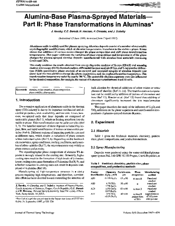 (PDF) Alumina-base plasma-sprayed materials—Part II: Phase ...