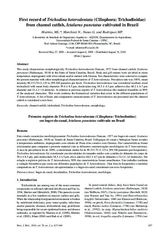 (PDF) First record of Trichodina heterodentata (Ciliophora ...