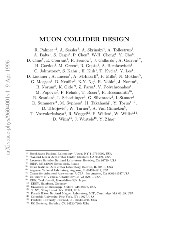 (PDF) Muon collider design