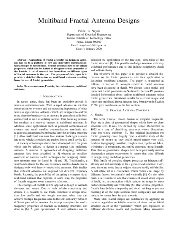 (PDF) Multiband Fractal Antenna Designs