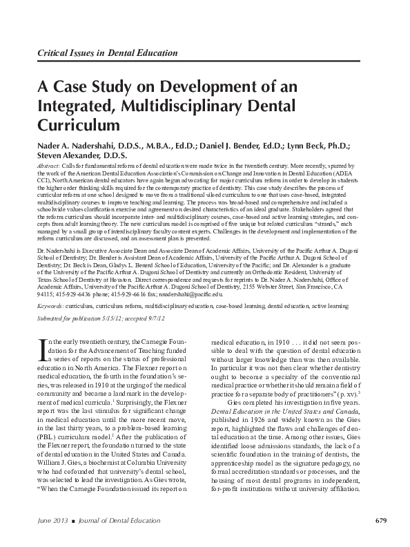 (PDF) A case study on development of an integrated, multidisciplinary ...