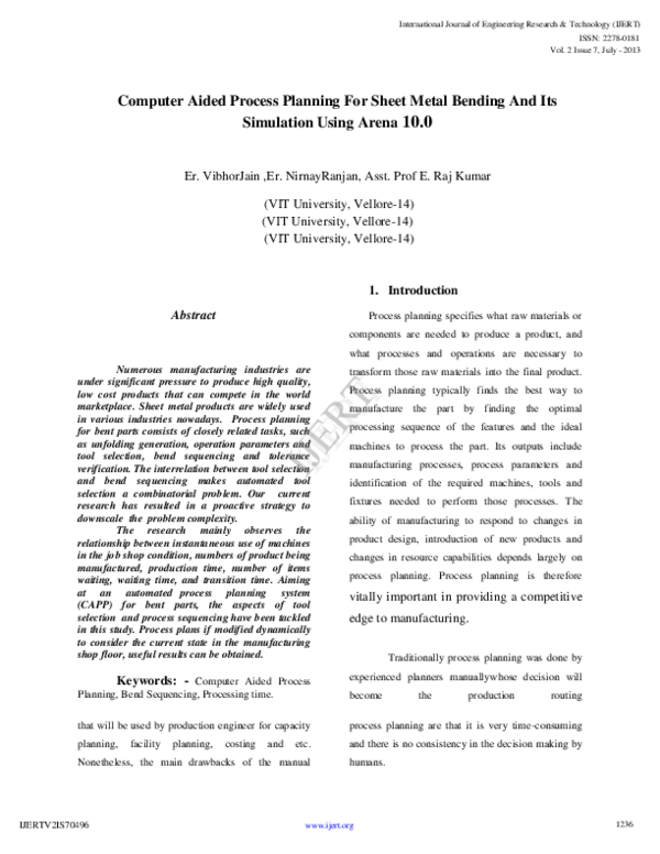 (PDF) IJERT-Computer Aided Process Planning For Sheet Metal Bending And ...