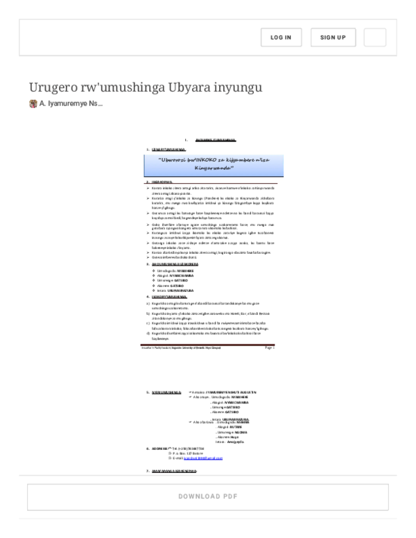 (PDF) Urugero rw'umushinga Ubyara inyungu