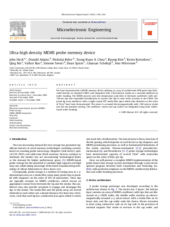 (PDF) Ultra-high density MEMS probe memory device