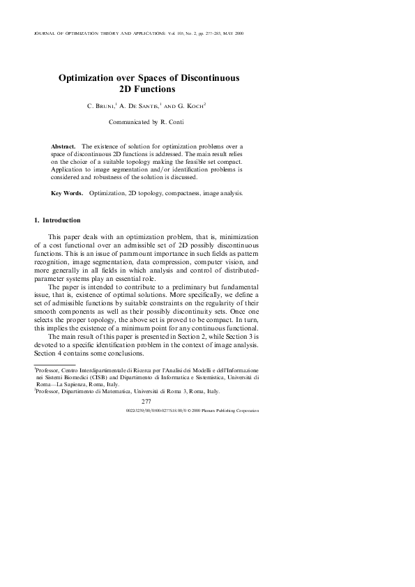 Pdf Optimization Over Spaces Of Discontinuous 2d Functions