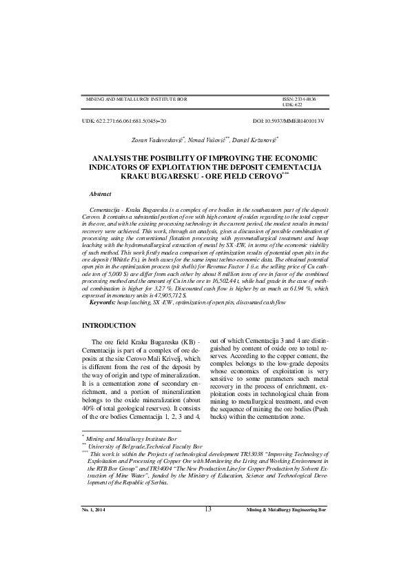 (PDF) Analysis the possibility of improving the economic indicators of ...