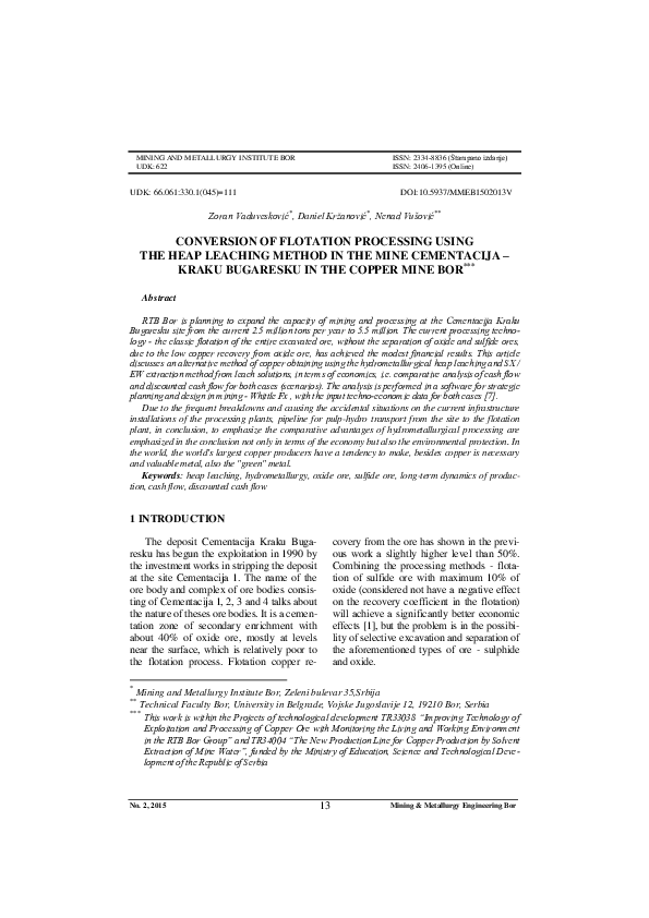 (PDF) Conversion of flotation processing using the heap leaching method ...