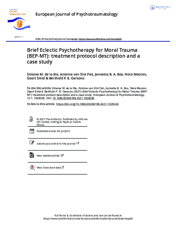 (PDF) Brief Eclectic Psychotherapy for Moral Trauma (BEP-MT): treatment ...