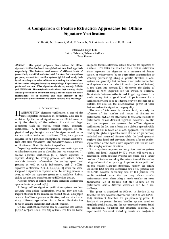 Pdf A Comparison Of Feature Extraction Approaches For Offline Signature Verification Sonia